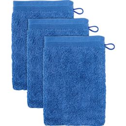M&ouml;ve Waschhandschuh M&Ouml;VE, B:15cm L:20cm, blau, Baumwolle, Waschlappen, "Superwuschel", Waschhandschuh Set mit Bord&uuml;re, 100% Premium Cotton Baumwolle, weich