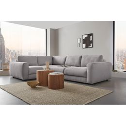 Ecksofa Places of Style, B:209cm H:84cm T:289cm, grau, 92% Polyester 8% Nylon, Wohnzimmer, Sofas, "Bloomfield, Mega Polsterecke, Breite 289cm, viel