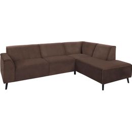 Ecksofa DOMO collection, B:263cm H:81cm T:191cm, braun, Struktur (100% Polyester);Struktur grob (100% Polyester);Luxus-Microfaser (100% Polyester),