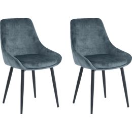 Polsterstuhl Sit, B:48cm H:84cm T:57cm, blau, Metall, Polyester, Esszimmer, St&uuml;hle, glamour&ouml;ser Bezug in Samtoptik