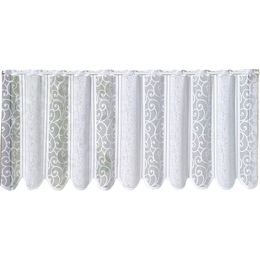 Weckbrodt-Gardinen Scheibengardine WECKBRODT, B:175cm H:78cm, wei&szlig;, Jacquard, Polyester, K&uuml;che, Gardinen, "Prag", Bistro, Jacquard, strukturiert, gebogt, nach Ma&szlig;,