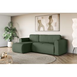 Ecksofa OTTO HOME, B:250cm H:86cm T:166cm, grün, 100% Polyester, Wohnzimmer, Sofas, "Zacharia wahlweise Schlafsofa mit Bettkasten, B/T/H 250/166/86