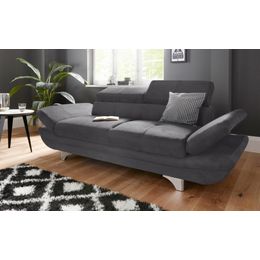 2-Sitzer COTTA, B:218cm H:75cm T:104cm, grau, Struktur (100% Polyester );Chenille (90% Polyester; 10% Polyamid ), Sofas, "Enterprise", Big-Sofa, mit