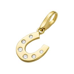 Damen Charm-Einh&auml;nger "Hufeisen mit Zirkonia, Silber 925", gold, Giorgio Martello MILANO, Silber 925 (Sterlingsilber), Charms