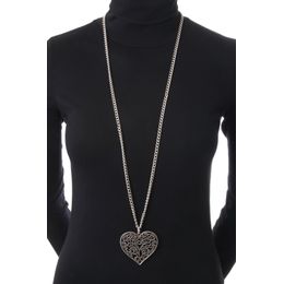 &Ouml;koBella &Ouml;KOBELLA Damen Lange Kette "Lare", silber, Basic, Metall, Halsketten, mit Ornamentanh&auml;nger in Herzform