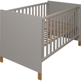 Mäusbacher Babybett MÄUSBACHER, B:76cm H:93cm T:144cmkreidegrau, Holzwerkstoff, Babybetten, Holzfüße, Holzgriffe