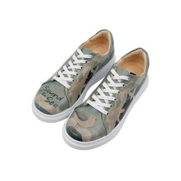 DOGO Damen Plateausneaker "Myra Low-Top Sneaker Sound Of The Sea Damen Sneaker", Gr. 36, gr&uuml;n, Lederimitat, Schuhe, Handgefertigt