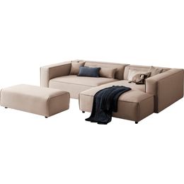 Ecksofa, B:288cm H:66cm T:198cm, beige, LeGer Home by Lena Gercke, 100% Polyester, Sofas, "PIARA XXL, L-Form, Schlaffunktion, Cord, Leinenoptik o.
