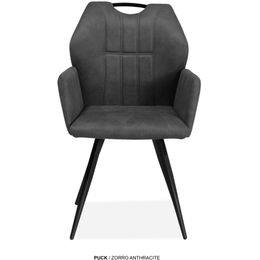Esszimmerstuhl OMG DESIGN, B:57cm H:89,5cm T:61,5cmanthrazit, schwarz, anthrazit, Polyester, St&uuml;hle, "Puck", Esszimmerstuhl, pflegeleichter Bezug