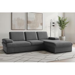 Sit & More Ecksofa SIT & MORE, B:247cm H:82cm T:171cm, grau, 100% Polyester, Wohnzimmer, Sofas, "Moreno L-Form, B: 247 cm", mit Armteilverstellung, optional