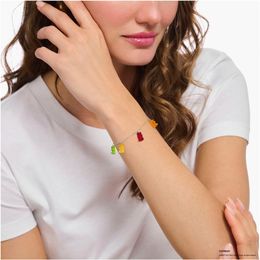 Thomas Sabo Damen Armband "Thomas Sabo x HARIBO Schmuck: Armband mit Goldb&auml;ren bunt", 19, Silber 925 (recycelt), bunt, Silber 925 (recycelt),