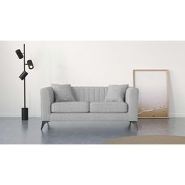 2-Sitzer Home Affaire, B:170cm H:74cm T:86cm, grau, 100% Polyester, Sofas, "MATTHEW elegantes Designsofa, Maße B/T/H: 170/86/74 cm", Steppung im