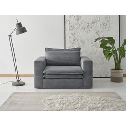 Loveseat Home Affaire, B:125cm H:83cm T:91cm, grau, Sessel, "PIAGGE", Hochwertiger Cord, trendiger Loveseat