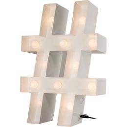 MARQUEE LIGHTS LED Dekolicht "Hashtag", 12, H: 38cm, 1 Stk., weiß, Leuchten, Wandlampe, Tischlampe Hashtag Symbol 12 Leuchtmittel - 26x38 cm