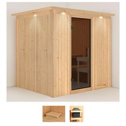 Karibu Sauna "Dima", ohne Ofen, (ohne Ofen), beige, Saunen, ohne Ofen