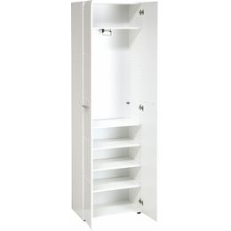 Garderobenschrank Germania, B:59cm H:197cm T:37cm, wei&szlig;, Holzwerkstoff, Flur, Schr&auml;nke, "GW-Adana Garderobenschrank", mit ausziehbarer Kleiderstange
