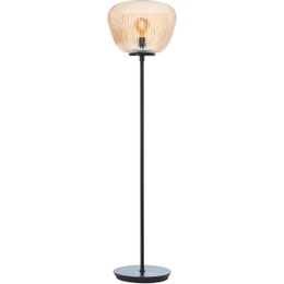 Brilliant Stehlampe "Kaizen", 1, Ø 35cm H: 140cm, 1 Stk., schwarz, Wohnzimmer, Leuchten, Riffelglas, 140 x 35 cm, E27, Amber-Bernsteinfarben