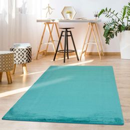 Hochflor-Teppich Carpet City, B:160cm H:21mm L:230cm, blau, Polyester, Teppiche, "TOPIA 400", Kunstfell-Teppich mit Kaninchenfell-Optik, Haptik,