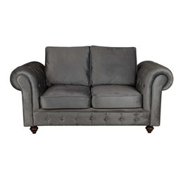 2-Sitzer Home Affaire, B:170cm H:90cm T:93cm, grau, 100% Polyester, Sofas, "MENDITTE", Knopfheftung im Armlehnbereich und an der Vorderkante, hohe