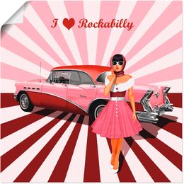 Wandbild Artland, B:50cm H:50cm, pink, Wohnzimmer, Bilder, "Ich liebe Rockabilly", als Alubild, Outdoorbild, Leinwandbild, Poster, Wandaufkleber