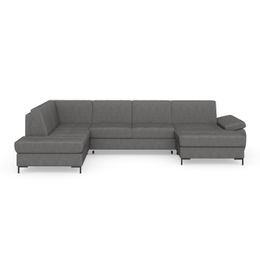 Wohnlandschaft DOMO collection, B:348cm H:84cm T:204cm, grau, 100% Polyester, Sofas, "Capelo, komfortabel, klare Linien zeichnen dieses Design aus,
