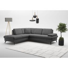 Sit & More Ecksofa SIT & MORE, B:238cm H:83cm T:202cm, grau, 95% Polyester, 5% Polyamid, Wohnzimmer, Sofas, "Morris Jubi L-Form, B: 238 cm", mit Armteilfunktion