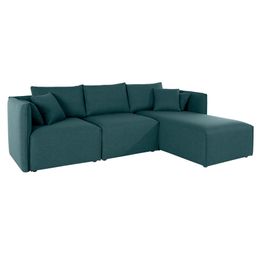 Ecksofa OTTO HOME, B:262cm H:74cm T:172cm, blau, Samtoptik (100% Polyester);Struktur (100% Polypropylene);Webstoff (100% Polyester);Struktur fein