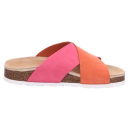 Rohde Damen Pantolette "ELBA", Gr. 42, orange, Nubukleder, Schuhe, Sommerschuh, Schlappen, Strandschuh, Hausschuh mit Softfu&szlig;bett