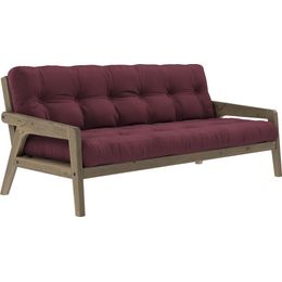 Schlafsofa Karup Design, B:204cm H:40cm T:90cm, rot, 80% Baumwolle + 20% polyester, Jugendzimmer, Sofas, Mit Holzstruktur, inkl. Futonmatratze,