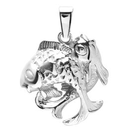 OSTSEE-SCHMUCK Damen Kettenanhänger "OSTSEE-SCHMUCK Anhänger Tierkreiszeichen Fische", 25 x 18mm, Silber 925 (Sterlingsilber), 2,3 g, weiß, Silber