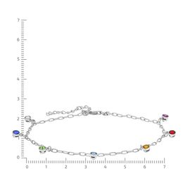 ZEEme Damen Fu&szlig;kette "Silber 925 rhodiniert mit bunten Kristallen", 23+5cm, Silber 925 (Sterlingsilber), wei&szlig;, Silber 925 (Sterlingsilber), Fu&szlig;ketten