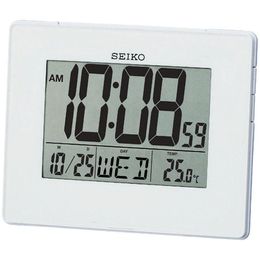 Seiko Quarzwecker, wei&szlig;, Wecker, Wecker, Digitalwecker, Datum, Beleuchtung, 12/24 Std. Anzeige