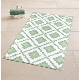 Badematte Kleine Wolke, H:15mm, gr&uuml;n, Baumwolle, Badematten, "Alhambra", modernes Rauten Muster, quadratisch & rechteckig erh&auml;ltlich