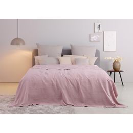Tagesdecke my home, B:250cm L:250cm, rosa, Baumwolle, Tagesdecken, "Mira", leichte Tagesdecke aus 100% Baumwolle, uni &Uuml;berwurf, ohne F&uuml;llung