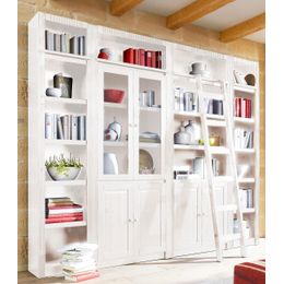 B&uuml;cherwand Home Affaire, B:255cm H:213cm T:27cm, wei&szlig;, Massivholz, Wohnzimmer, Regale, "Bergen", aus massivem sch&ouml;nen Kiefernholz, Breite 255 cm