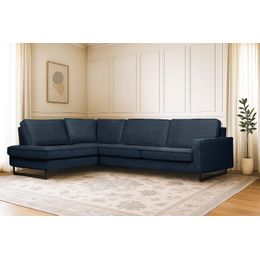 Ecksofa Home Affaire, B:290cm H:85cm T:217cm, blau, Luxus-Microfaser in Lederoptik (100% Polyester);Cord (92% Polyester, 8% Polyamide), Wohnzimmer,