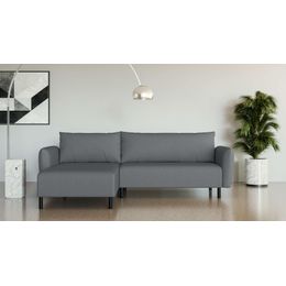 Ecksofa Home Affaire, B:233cm H:82cm T:177cm, grau, 100% Polyester, Wohnzimmer, Sofas, "Glandine", L-Form