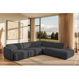 Ecksofa Home Affaire, B:241cm H:72cm T:231cm, grau, 100% PES, Wohnzimmer, Sofas, "Myrland", Breite 241 cm, Chenille, Easy Clean Stoff, mit Kaltschaum