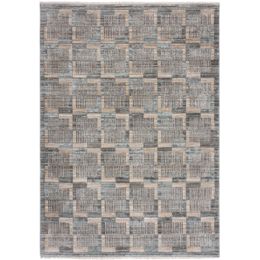 Teppich FLAIR RUGS, B:200cm H:8mm L:290cm, beige, Polyester, Wohnzimmer, Teppiche, "Evelyn Blocks Flor mit Glanzeffekt", geometrisches Design,