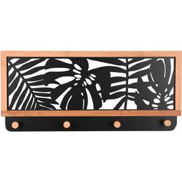 Wandgarderobe, B:47cm H:22cm, schwarz, Mirrors and More, MDF, Metall, Flur, Garderobenpaneele, "Leika"