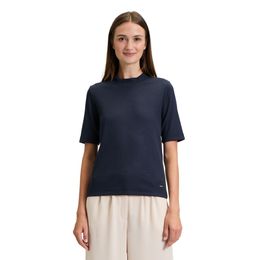 BETTY & CO BETTY & CO Damen Kurzarmshirt "Damen Strukturshirt mit Stehkragen", blau, Gr. L, Obermaterial: 72% Polyester, 24% Viskose, 4% Elasthan., Shirts, Form