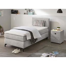 Boxspringbett Inosign, B:94cm L:211cm, grau, Bezug Bett: Feinstruktur (100% Polyester);Topper und Matratzenspiegel: 100% Polyester, Komplettbetten,