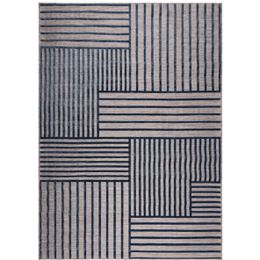 Teppich FLAIR RUGS, B:160cm H:4mm L:230cm, blau, Kunstfaser, Wohnzimmer, Teppiche, "Vigo Blocks", Vigo Blocks Indoor Outdoor-Teppich