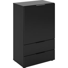 Kommode FMD, B:49,7cm H:81,3cm T:31,7cm, schwarz, Schlafzimmer, Sideboards, "Dark", mit 2 Schubladen, verstellbare Einlegeb&ouml;den, Breite ca. 50 cm