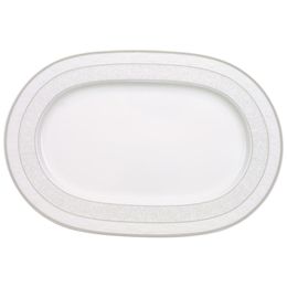 Villeroy & Boch VILLEROY & BOCH Servierplatte "Platte oval Gray Pearl 35 x 24 cm weiß", weiß, Servierplatten