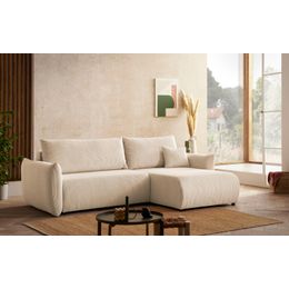 Ecksofa Home Affaire, B:257cm H:88cm T:177cm, beige, Wohnzimmer, Sofas, "MAVAS Schlafsofa mit Bettkasten, L-Form", ca.257/127cm (Liegefl&auml;che 212/145