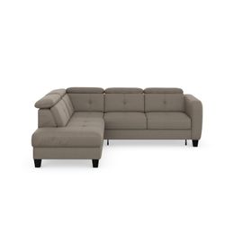 Sit & More Ecksofa SIT & MORE, B:249cm H:85cm T:195cm, braun, Wohnzimmer, Sofas, "Belluci L-Form", inklusive Federkern, wahlweise mit Bettfunktion und Bettkasten