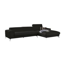 Ecksofa W.Schillig, B:343cm H:70cm T:193cm, schwarz, Longlife Xtra-Leder Z59: Glattleder mit modischer Pr&auml;gung. Hautst&auml;rke 0, 9 - 1, 1 mm,