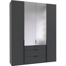 Dreht&uuml;renschrank wimex, B:180cm H:236cm T:58cm, schwarz, Holzwerkstoff, Schr&auml;nke, "Mugano", wahlweise mit oder ohne Spiegel, mit Schubladen
