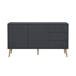 Sideboard Andas, B:147,2cm H:81,7cm T:39,1cm, grau, Wohnzimmer, Sideboards, "Bodo, Aufbewahrung, Schubladenschrank, Sideboard", Kommode mit 2 T&uuml;ren,
